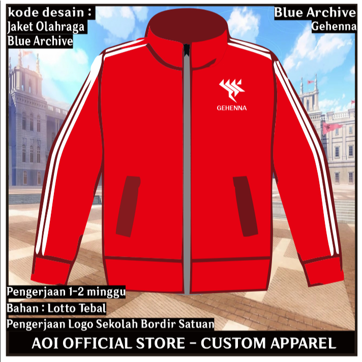 Jual Jaket Running Olahraga Gehenna Blue Archive | Shopee Indonesia