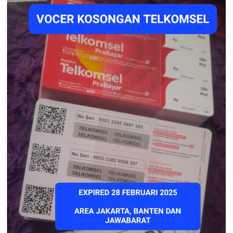 Jual VOCER VOCHER VOUCHER TELKOMSEL SIMPATI KOSONG KOSONGAN AREA ...