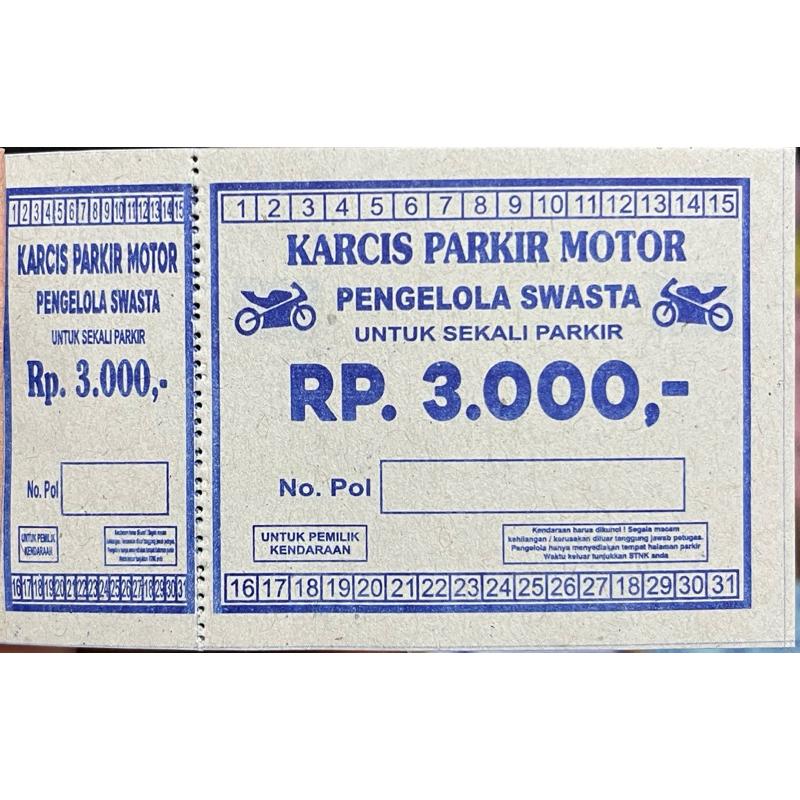 Jual KARCIS PARKIR MOTOR MOBIL UNIVERSAL KERTAS WARNA | Shopee Indonesia