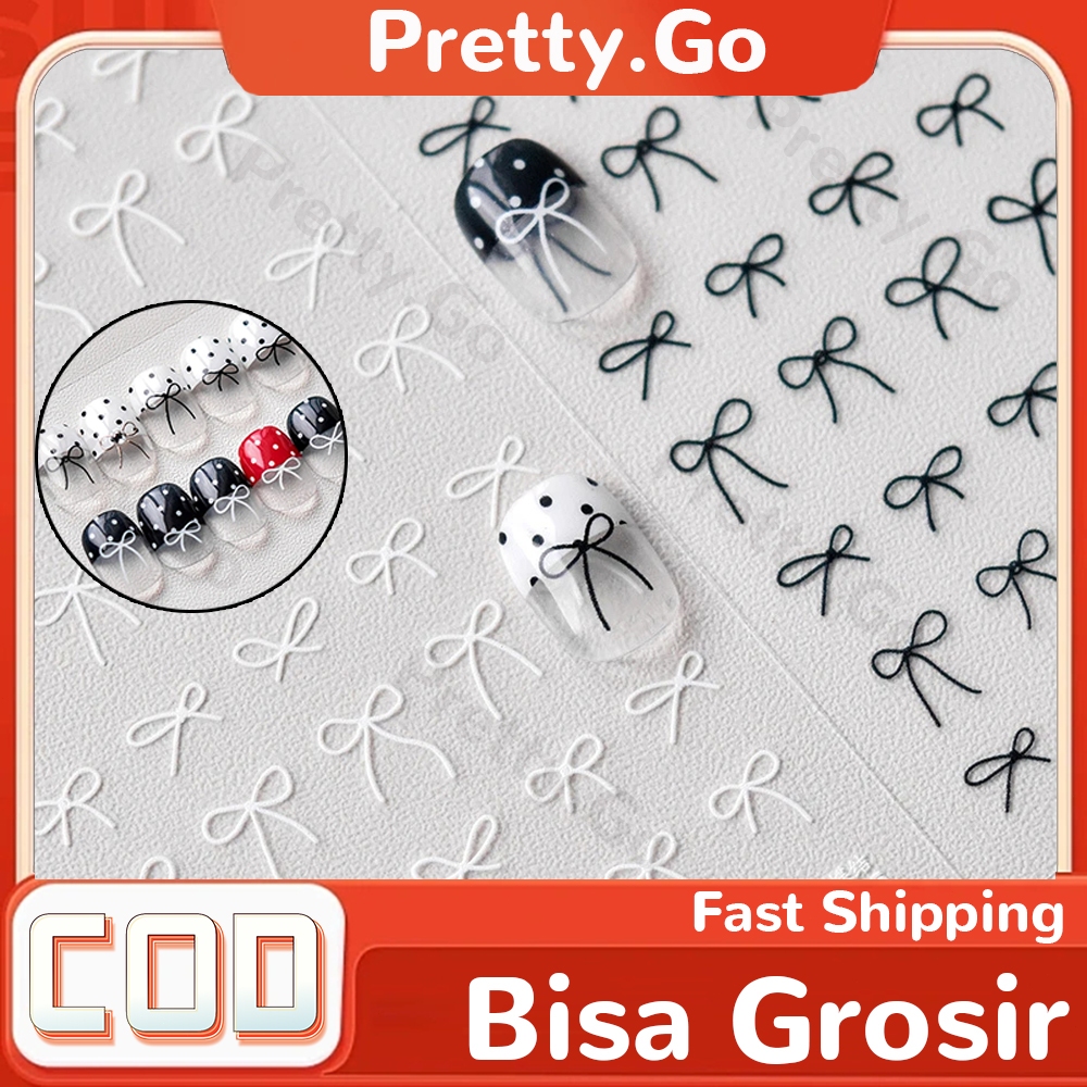 Jual Stiker Kuku 3D Motif Pita Emboss /Sticker Pita Busur Lucu Gaya ...