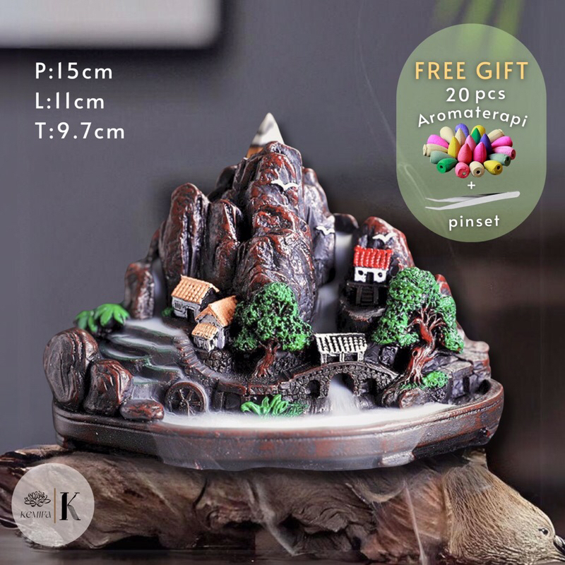 Jual Miniatur Dupa Aromaterapi Air Terjun Asap bawah Bukit Lushan Bahan ...