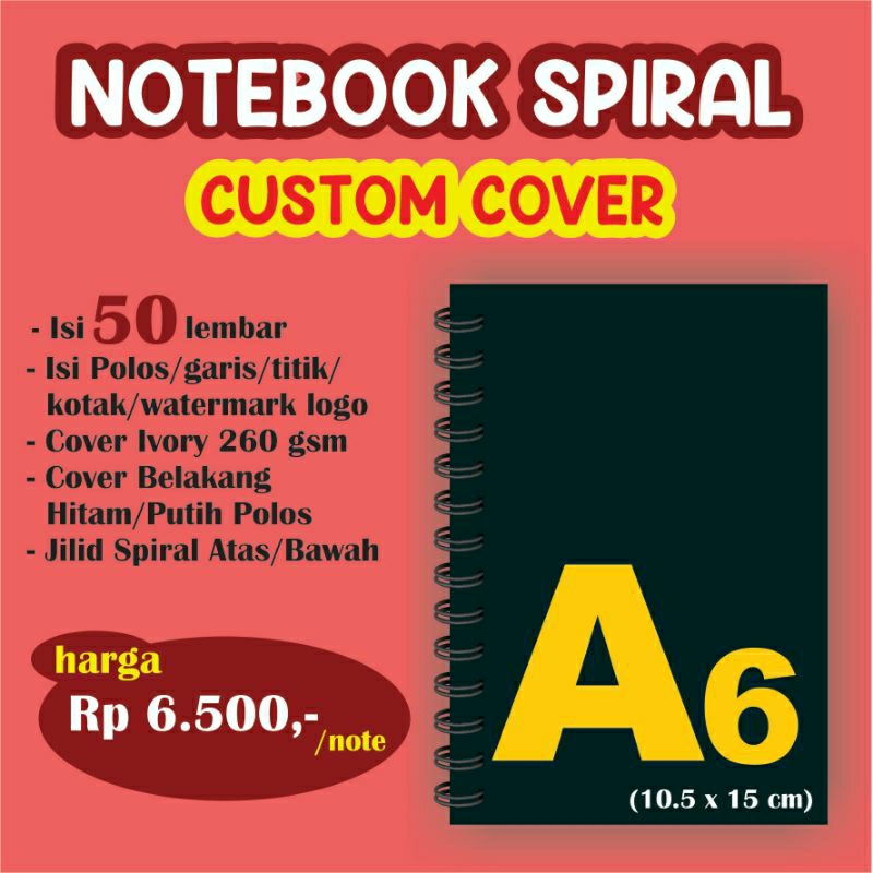 Jual NOTEBOOK SPIRAL NOTES A6 CUSTOM COVER (50 lembar) | Shopee Indonesia