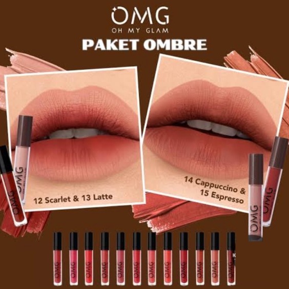 Jual PAKET OMBRE OMG Lip Cream Matte Oh My Glam Matte Kiss Lipcream ...