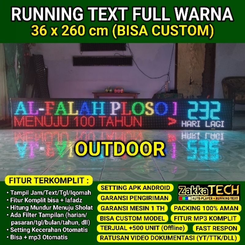 Jual Running text full warna bisa indoor bisa outdoor ukuran bisa ...