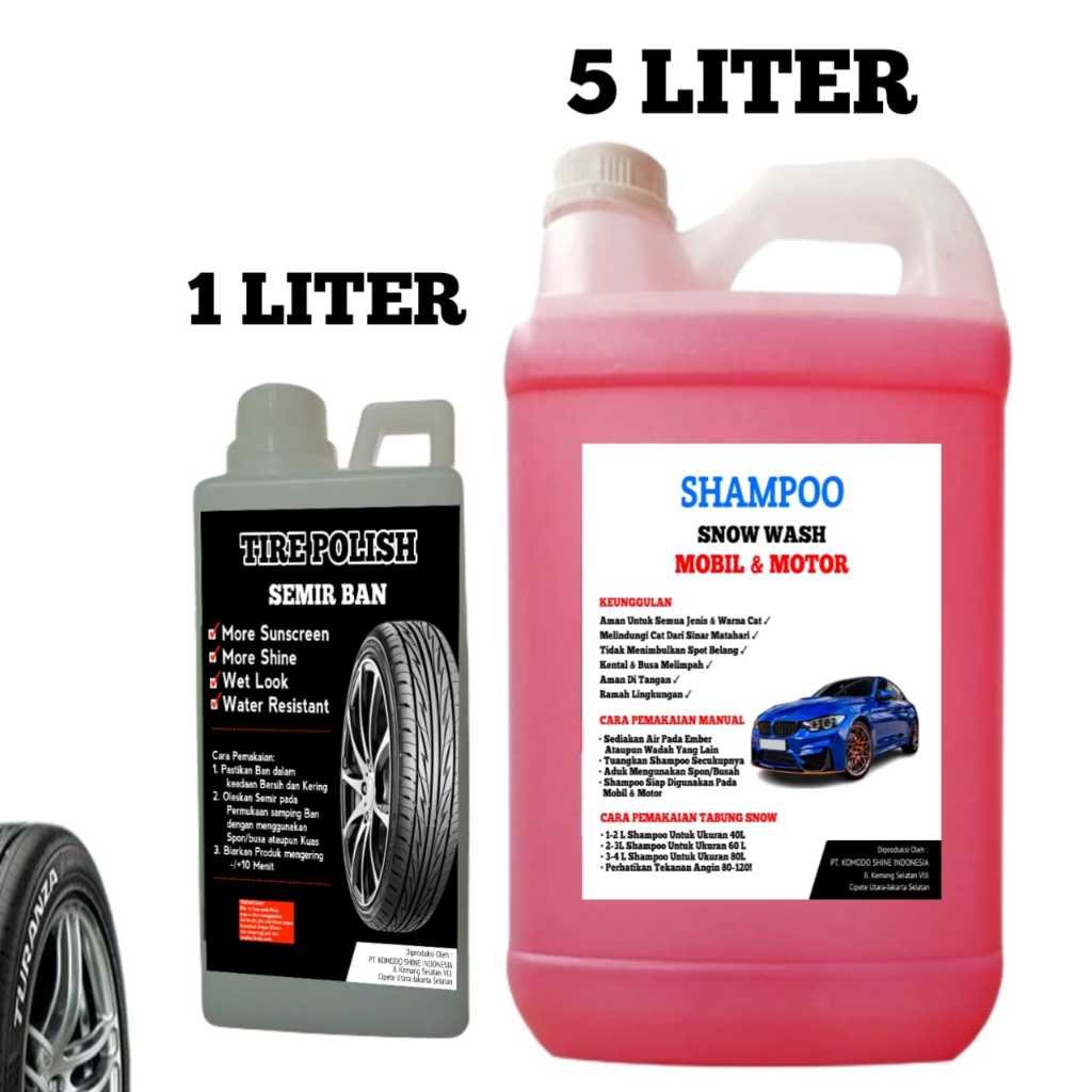 Jual satu (1) paket shampoo 5 liter & semir ban 1 liter | Shopee Indonesia