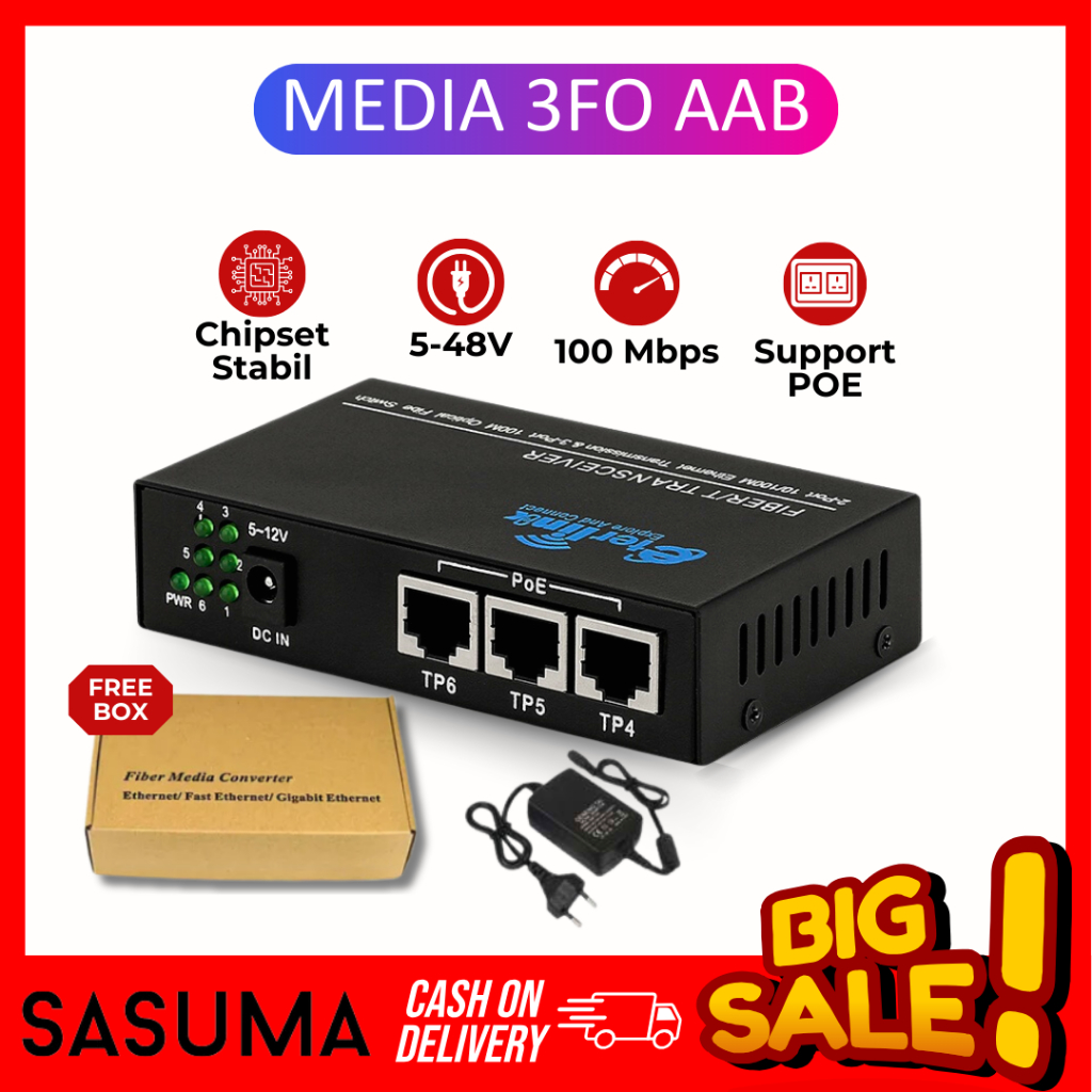 Jual SASUMA Media Converter 6 Port FO 2 Port Lan Fiber optic Switch Optic 6 SC 2 | Shopee Indonesia