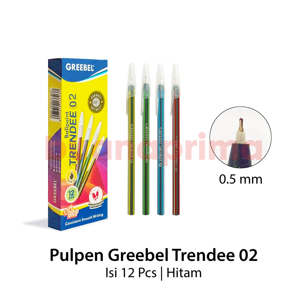 Jual Pulpen GREEBEL TRENDEE 0.5 mm 1 Box Isi 12 pcs Pen Hitam Pena | Shopee Indonesia