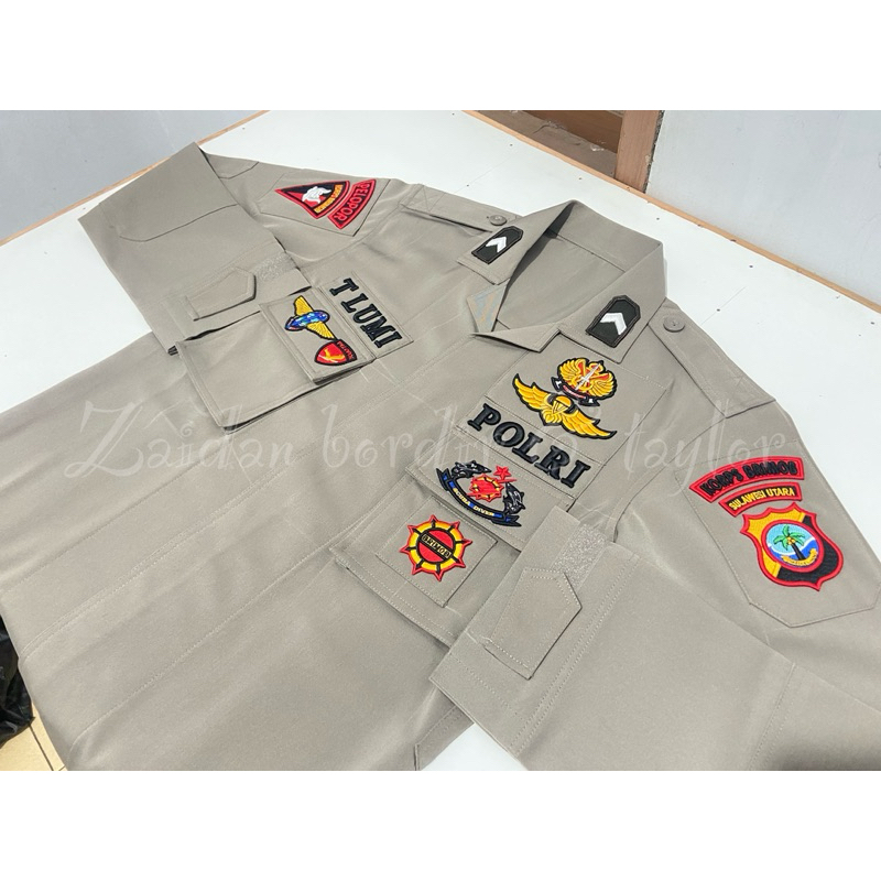 Jual Baju seragam pdl Tactical brimob atribut rata dan timbul | Shopee ...