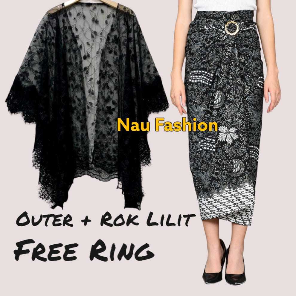 Jual Outfit Atasan Fashion Satu Set Outer brokat cape Brokat Crop ...