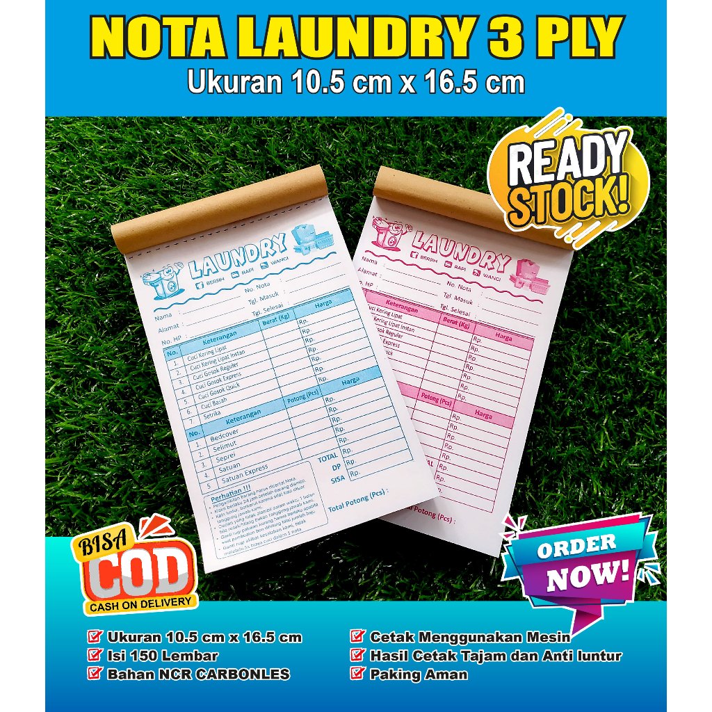 Jual NOTA LAUNDRY 3 RANGKAP / NOTA LAUNDRY 3 PLY / NOTA LAUNDRY RANGKAP ...