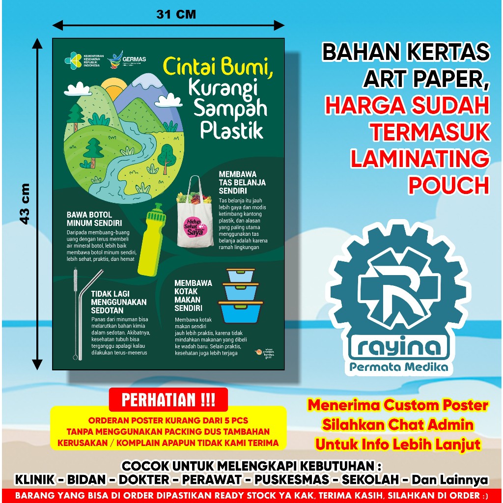 Jual Poster Cintai Bumi, Kurangi Sampah Plastik | Shopee Indonesia