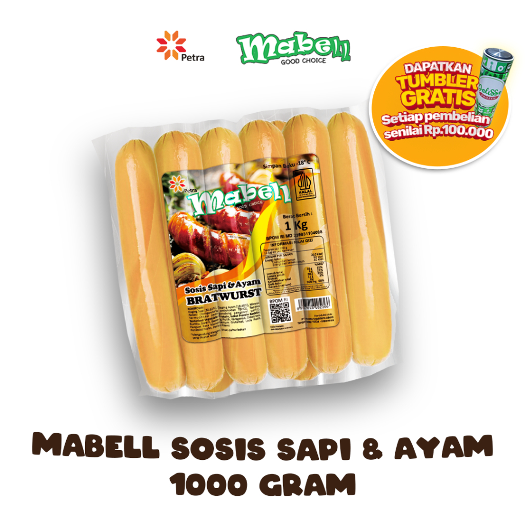 Jual Sosis Bratwurst Sapi Ayam Mabell 1000 gram | Shopee Indonesia