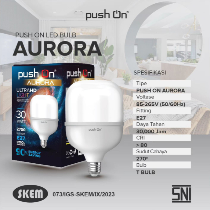 Jual Lampu LED 60 Watt Push On Aurora Bohlam E27 Jumbo Tabung 60W ...