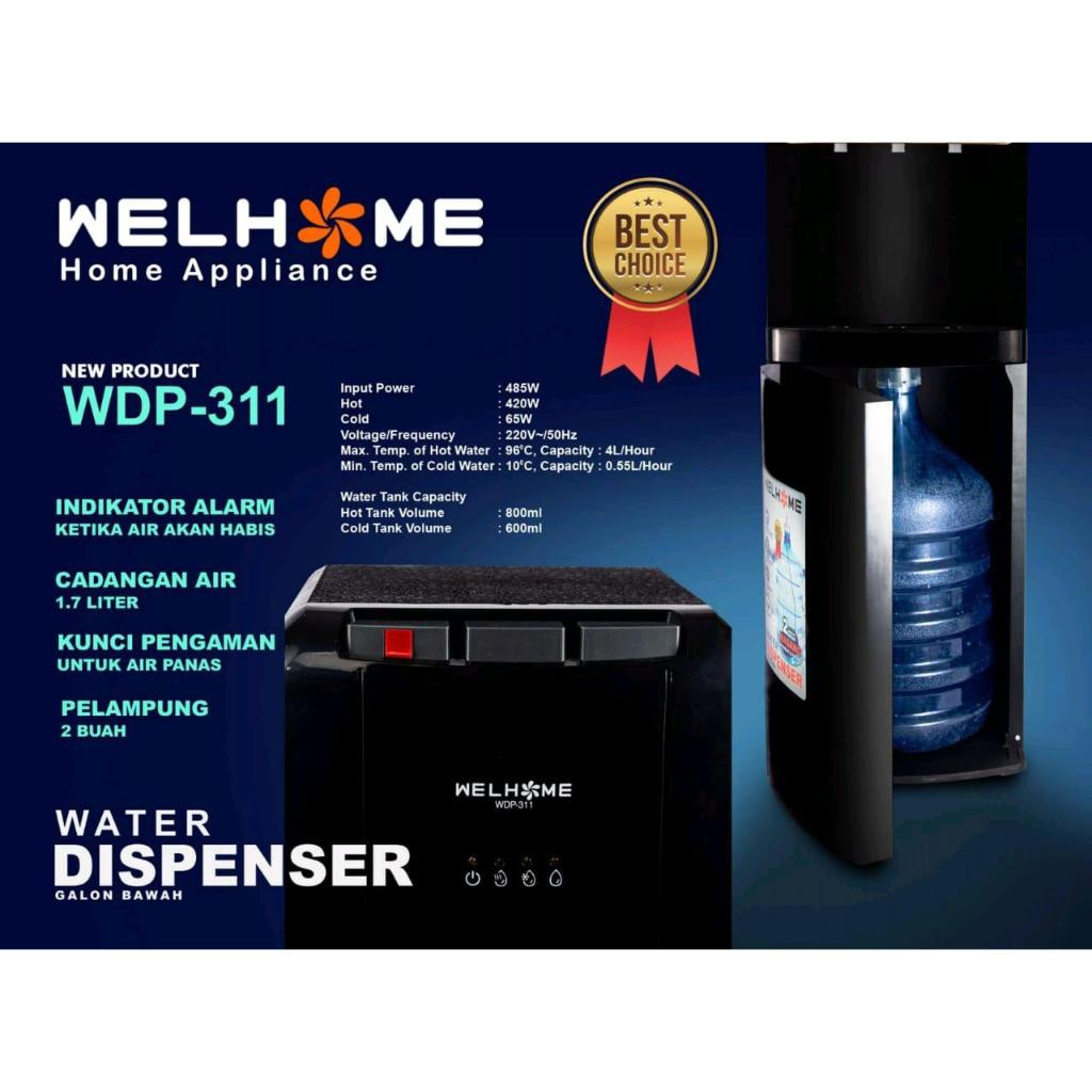 Jual Dispenser Galon Bawah WELHOME WDP-311 3 Kran (Panas - Normal ...