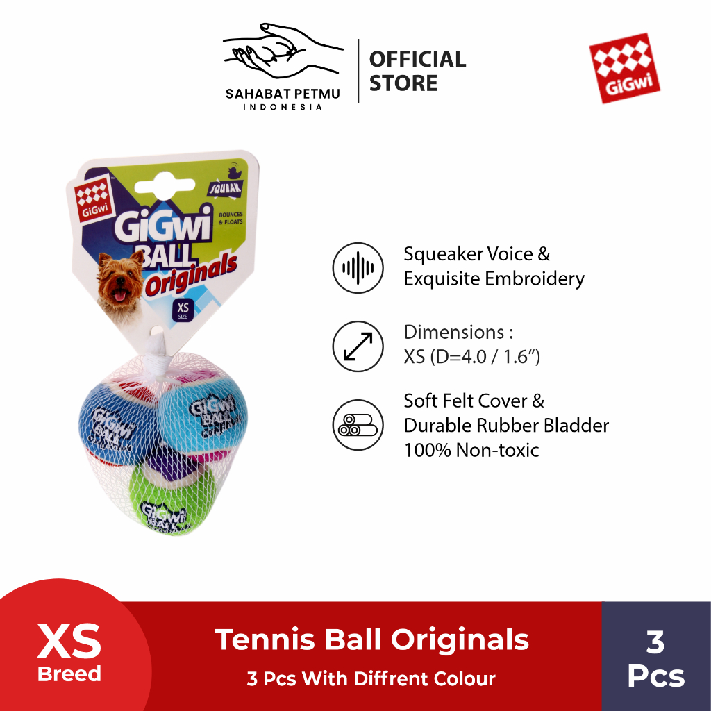 Jual Gigwi Mainan Bola Anjing -Tennis Ball 3Pcs With Diffrent Colour ...