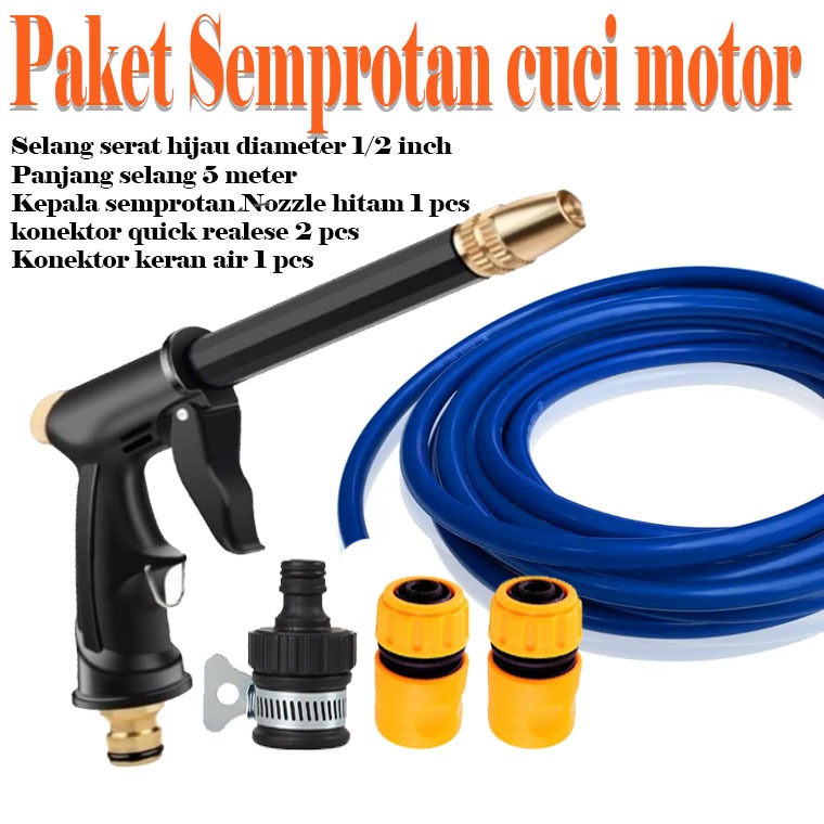 Jual PAKET SELANG SEMPROTAN AIR 1/2 INCH 5 METER JET SPRAY TAMAN KEBUN ...