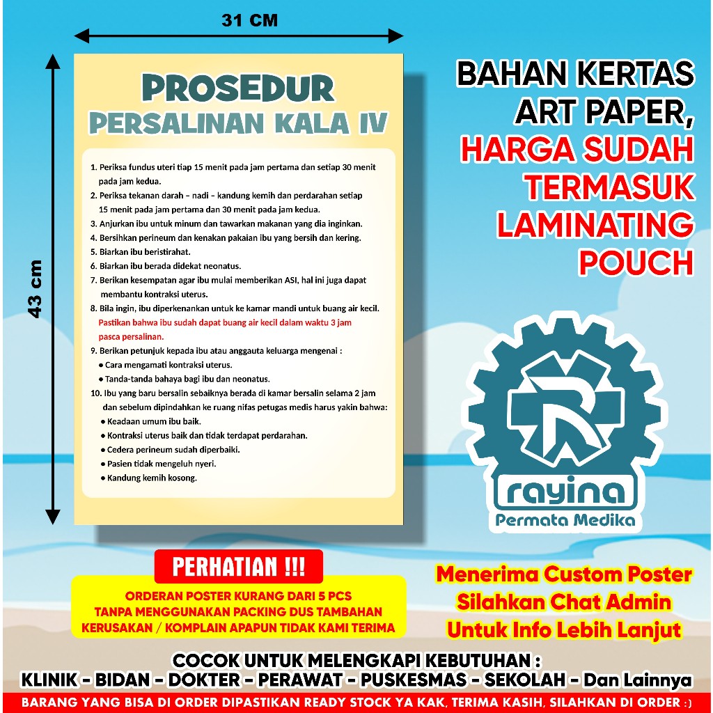 Jual Poster Prosedur Persalinan Kala IV | Shopee Indonesia