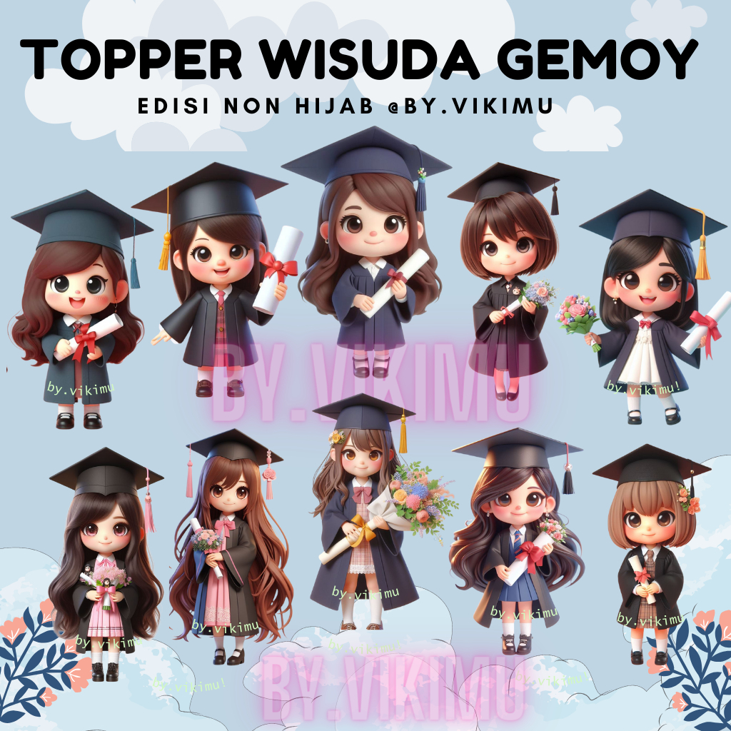 Jual Non Hijab TOPPER WISUDA 11cm / Topper kue / Topper bucket / Topper ...