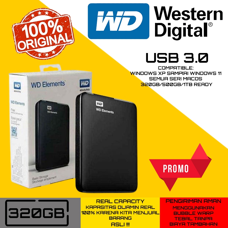 Jual HARDISK HDD WD 320GB 500GB 1TB USB 3.0 ORIGINAL | Shopee Indonesia