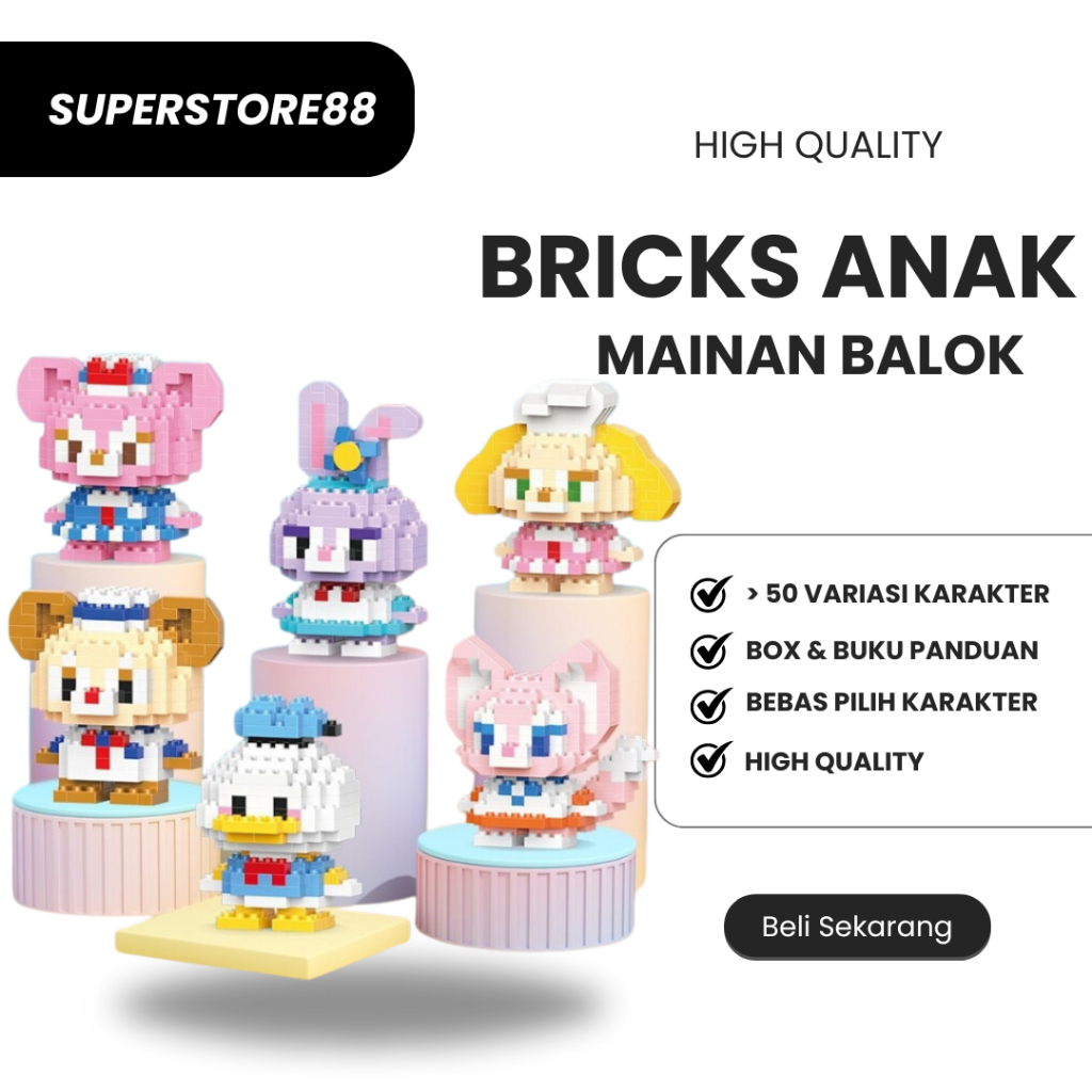 Jual Bricks Karakter Anak Permainan Blok Mainan Anak Permainan Bricks ...