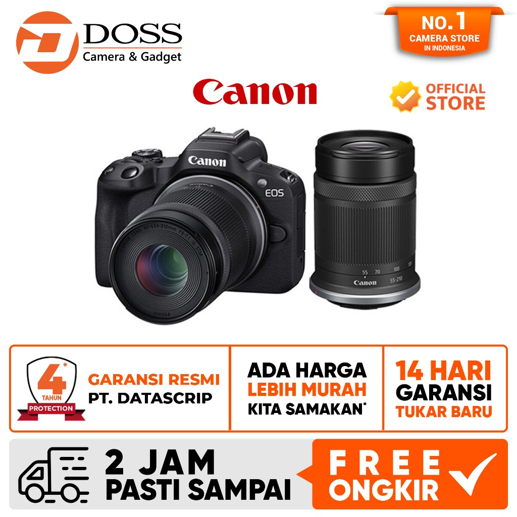 Jual Canon EOS R50 kit 18-45mm + 55-210mm Mirrorless Camera EOS R 50 | Shopee Indonesia