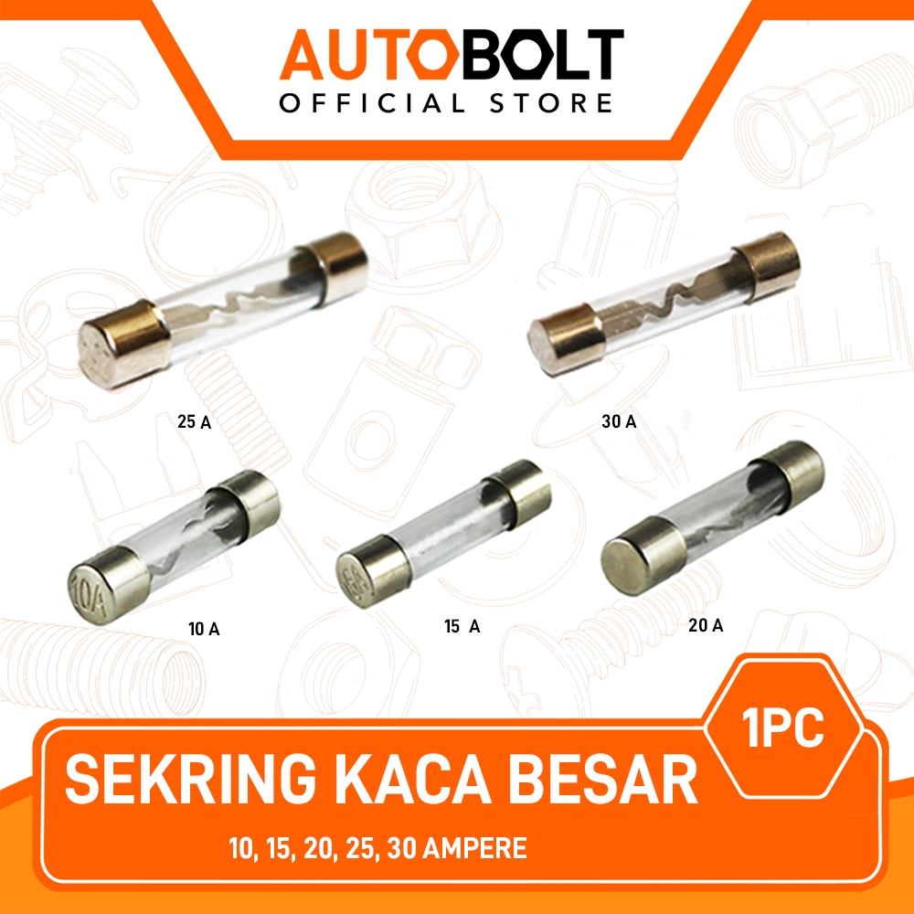 Jual Sekring Kaca Besar 15 20 25 30 Ampere A Glass Sikring Kaca Tabung ...