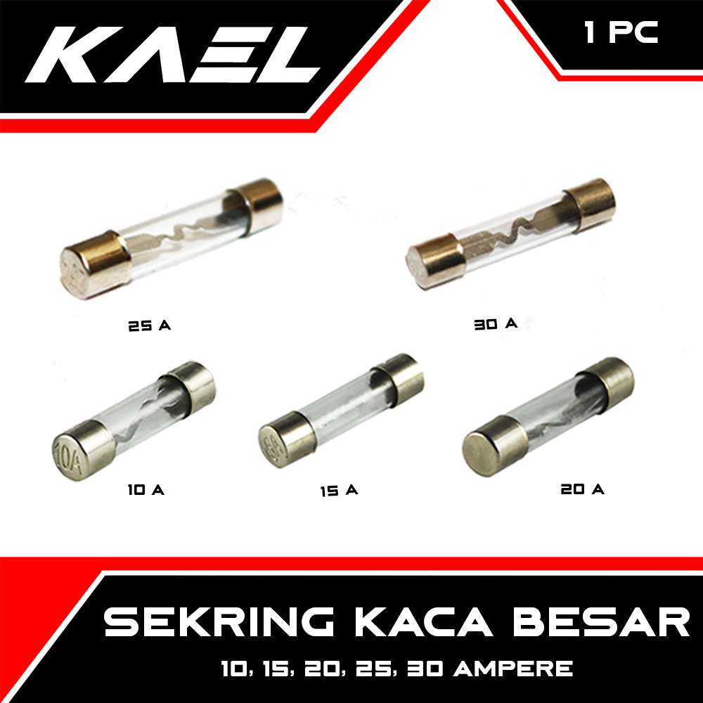 Jual Sekring Kaca Besar 15 20 25 30 Ampere A Kaca Sikring Tabung Fuse ...