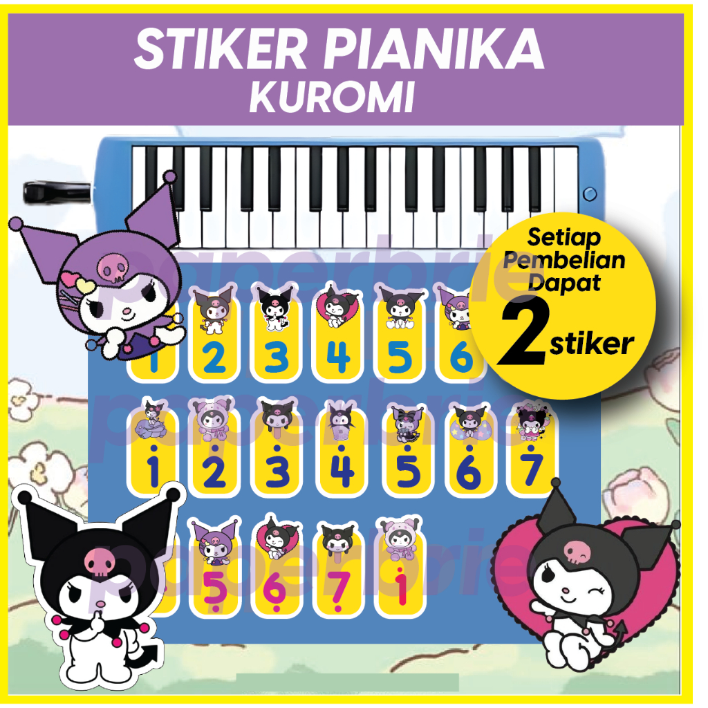 Jual [Dapat 2 Set - Kuromi] Stiker Pianika Kuromi - Sticker Pianika ...