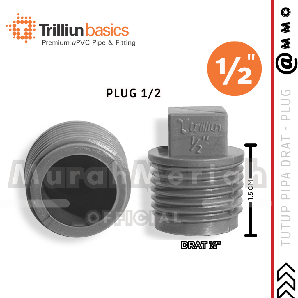 Jual PLUG TS 1/2 INCH TRILLIUN TUTUP PIPA PVC DRAT LUAR 0.5 DIM ...
