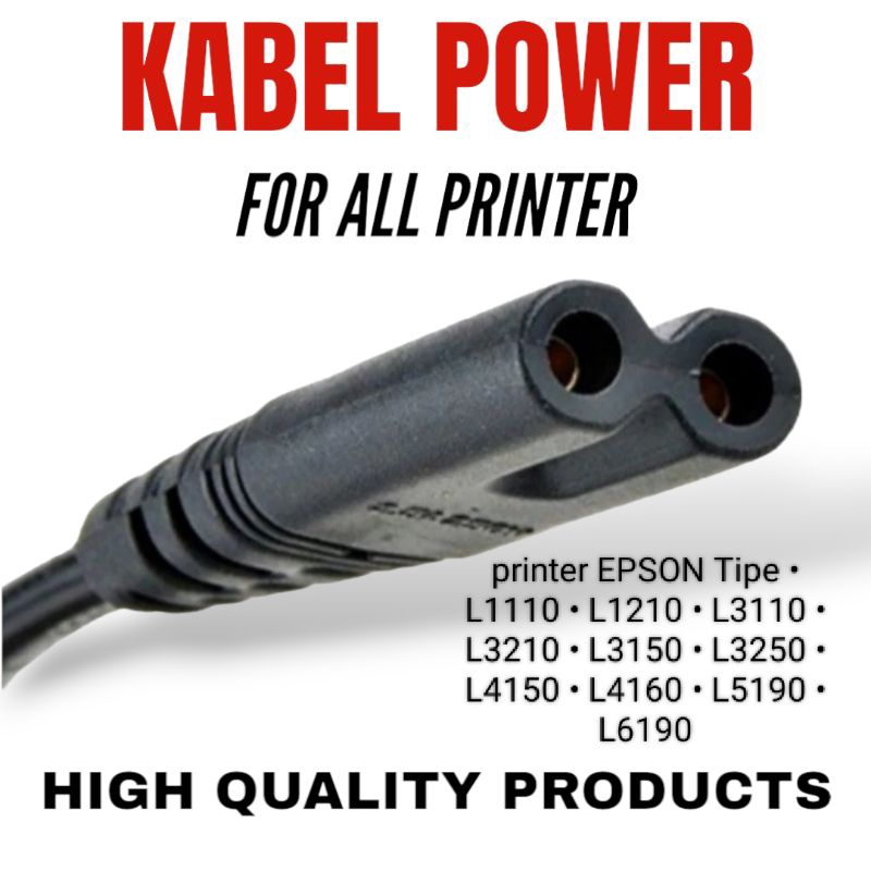 Jual Kabel power Printer EPSON angka 8 tipe • L1110 • L1210 • L3110 ...