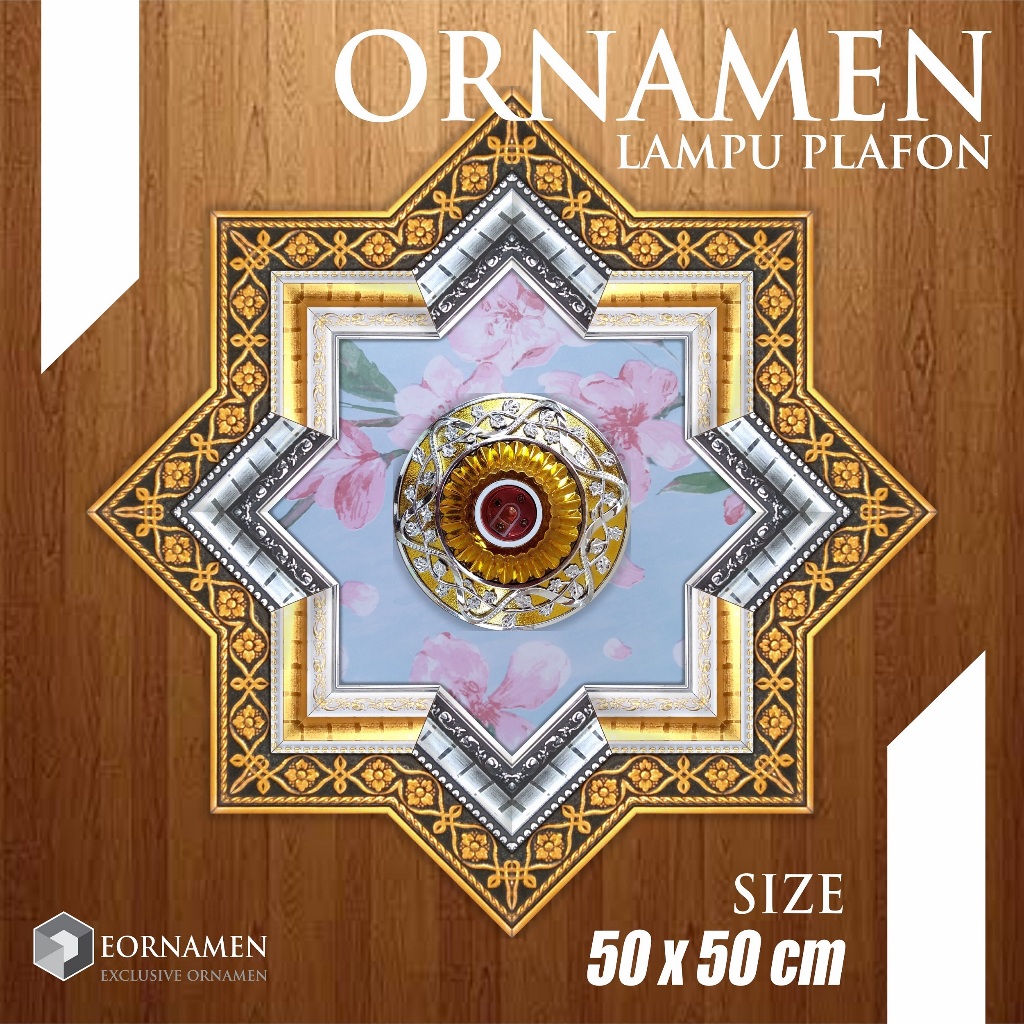 Jual fitting lampu plafon hias / ornamen lampu plafon pvc 50 x 50 cm ...