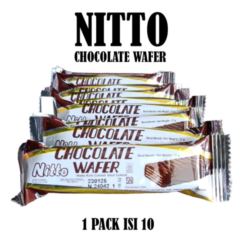 Jual Nissin Nitto Chocolate Wafer Coklat (1Pack: 10pcs @17gr) / Wafer ...
