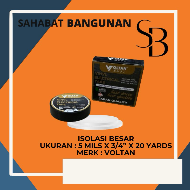 Jual Solasi Kabel Voltan / Isolasi Listrik Tape Isolator Hitam 20 yards ...