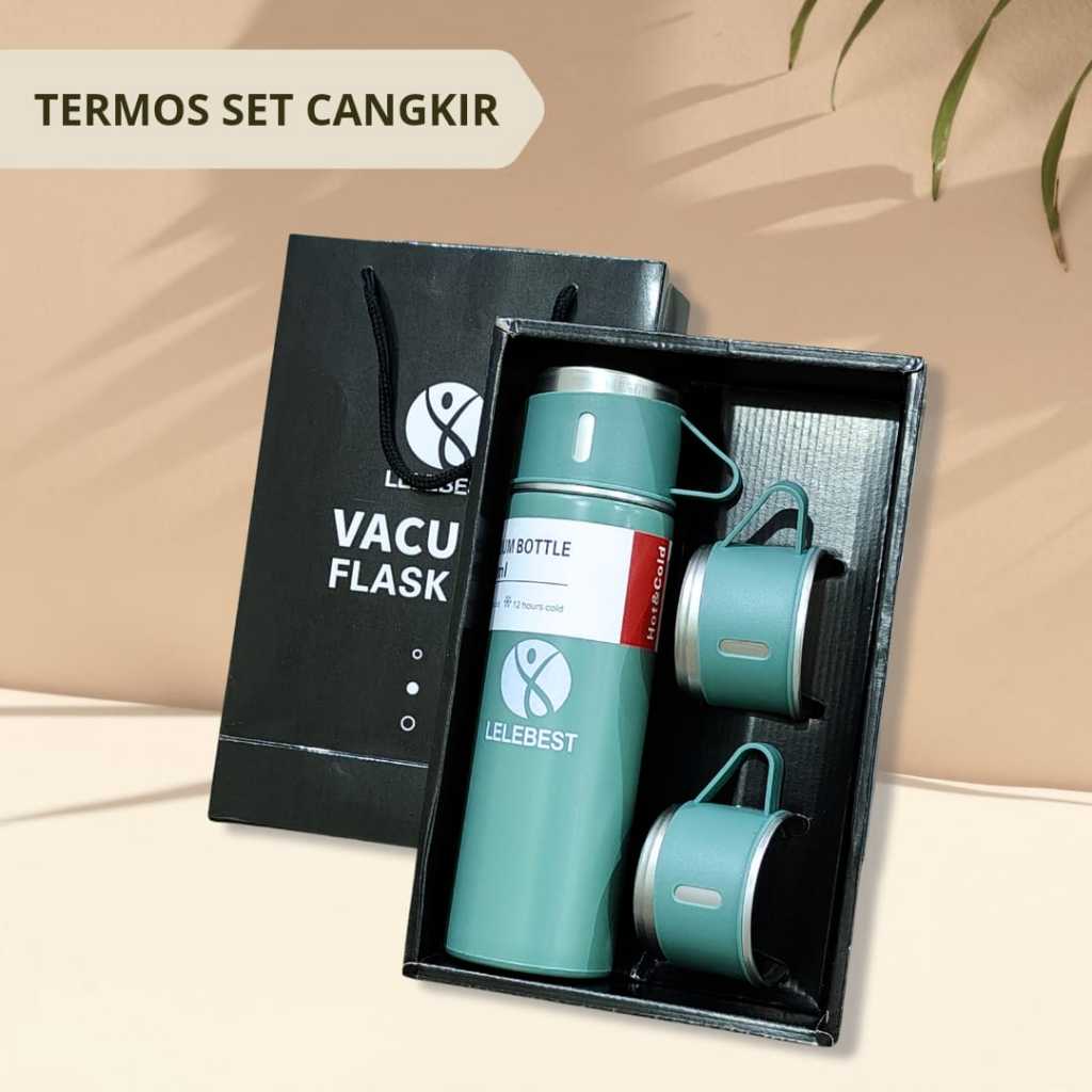Jual LELEBEST Termos Sultan Vacuum Flask Set / Botol Minum Cangkir ...