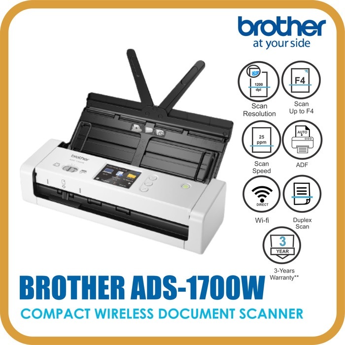 Jual Scanner Brother ADS-1700W ADF Duplex Scan Wifi 25ppm 20 sheets ...