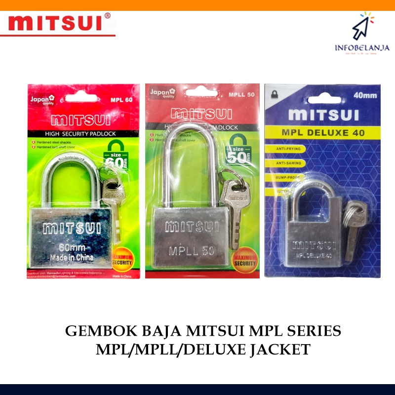 Jual Gembok Baja Mitsui MPL Series Original MPL/MPLL/MPL Deluxe Jacket ...