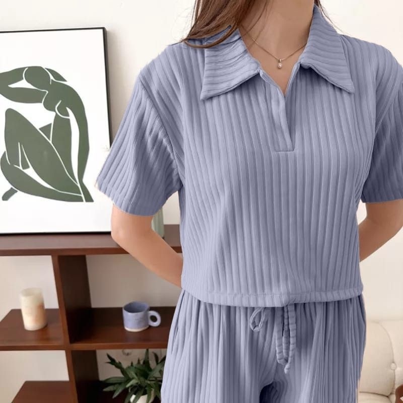 Jual PROMO !!! Setelan Crop Top Wanita Korean Style One Set Knit Hornet ...