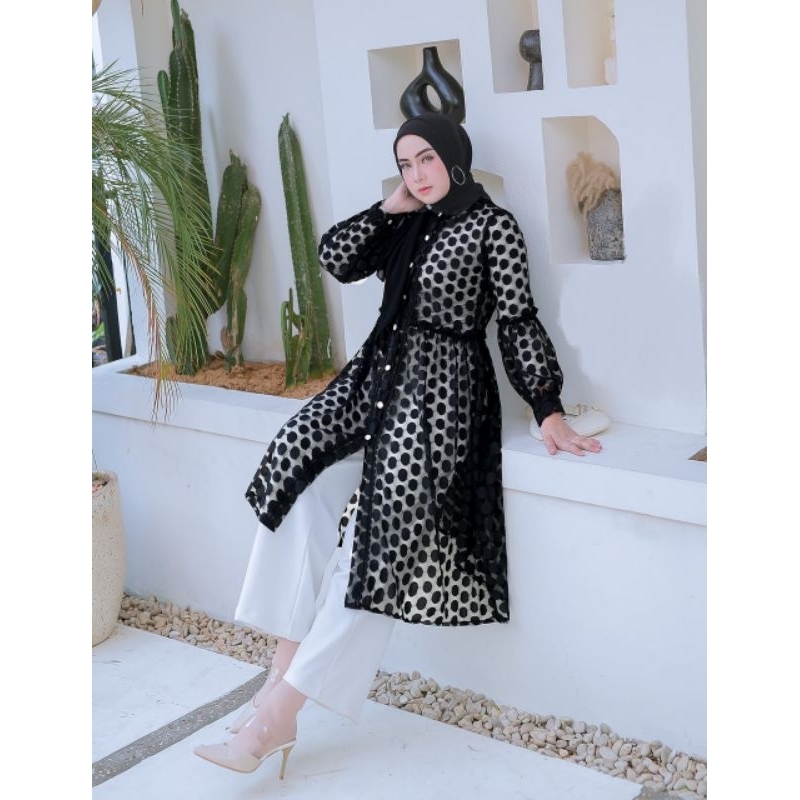 Jual Black Outer Brukat Cardigan Brokat Lengan Panjang atasan outher ...