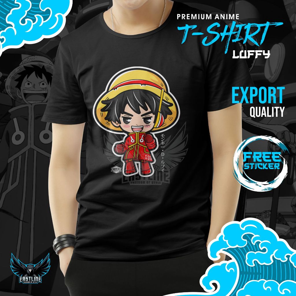Jual Kaos T Shirt Atasan Distro Anime One Piece Chibi Monkey D Luffy ...
