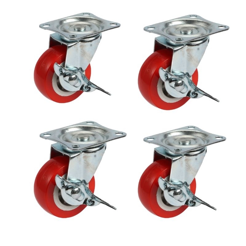 Jual Roda rem 2 inch 4 pcs roda merah rem roda etalase 2inchi 4 pcs ...