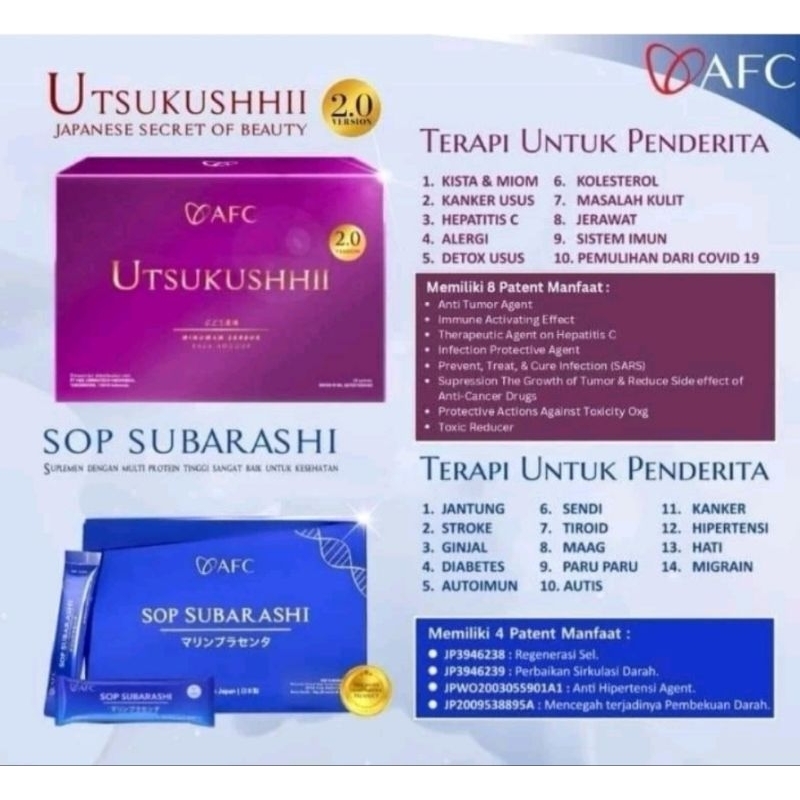 Jual SOP SUBARASHI, UTSUKUSHHII GOLD ORIGINAL AFC (ORIGINAL) | Shopee Indonesia