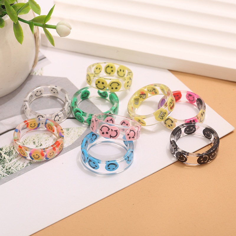 Jual Eunike - Ring Cincin Akrilik Aesthetic Korea Smiley Face ...
