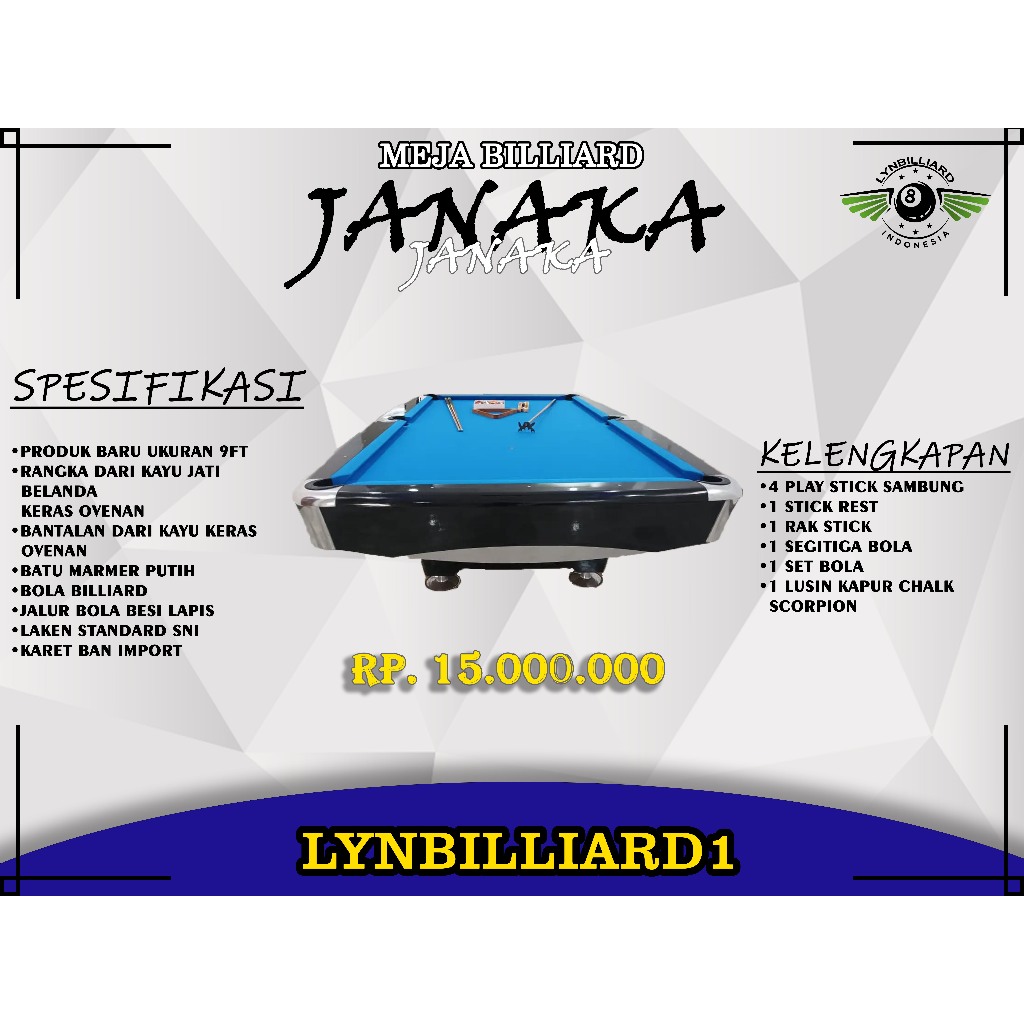 Jual JANAKA MEJA BILLIARD 9 FT BARU MEJA BILLIAR 9 FEET | Shopee Indonesia