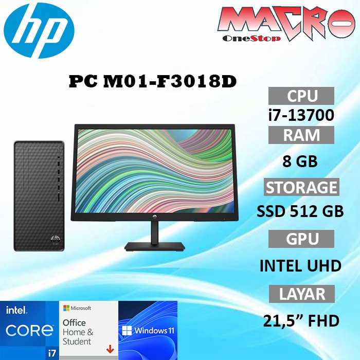 Jual HP PC Desktop M01-F3018D i7-13700 8GB SSD 512GB VGA Intel HD WIN11+OHS | Shopee Indonesia
