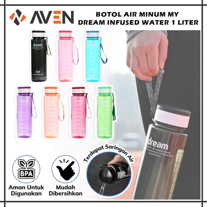 Jual AVEN Botol Minum My Dream 1 Liter My Bottle Infused Water BPA ...