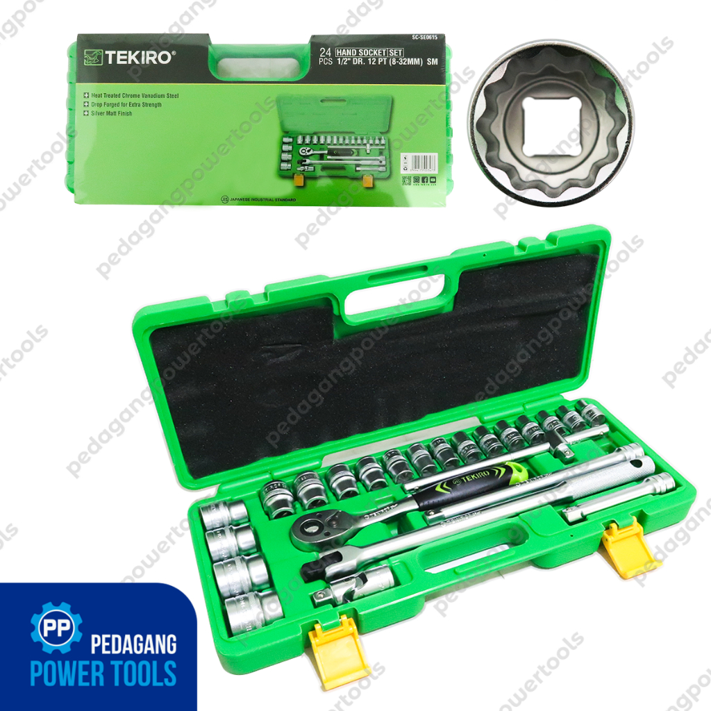 Jual TEKIRO Kunci Sok Set 24 Pcs 12 PT Tool Box Plastik Shock Socket ...