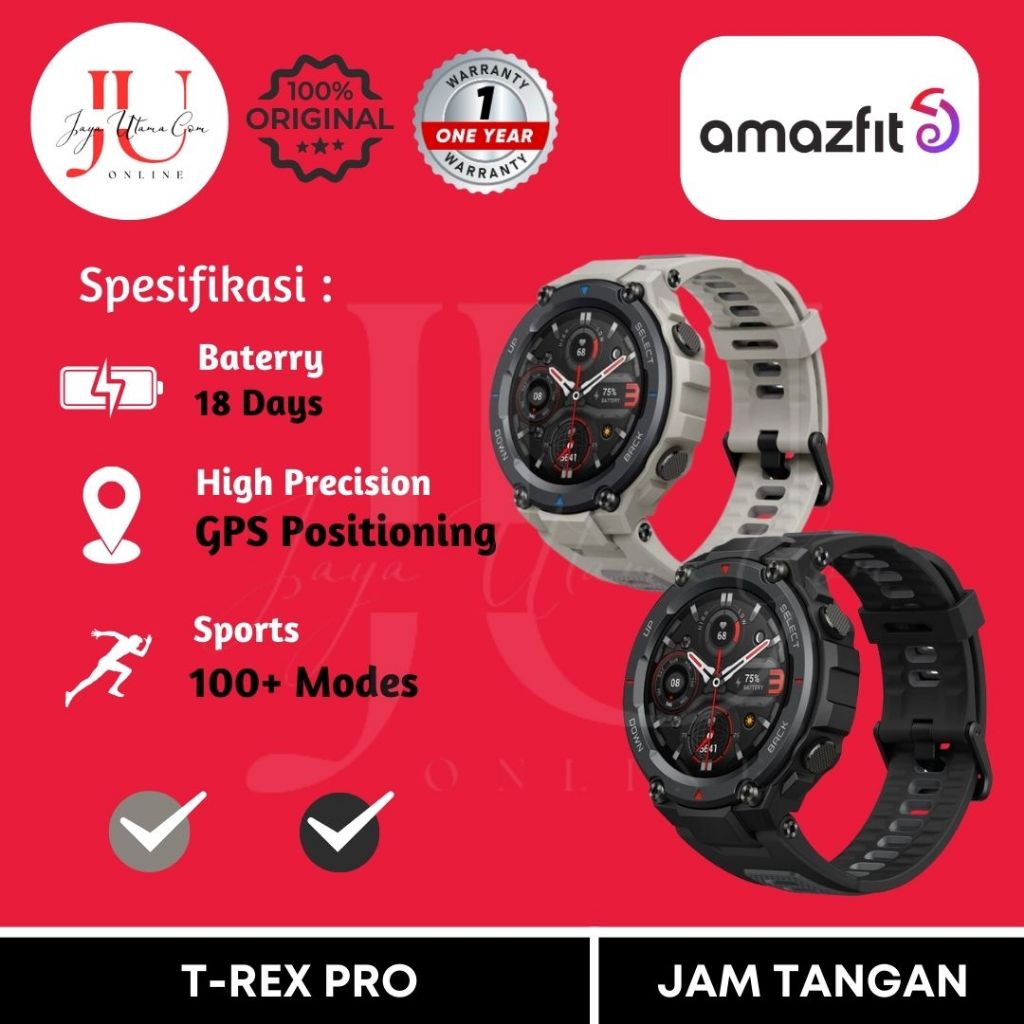 Jual AMAZFIT T-Rex Pro Smartwatch 1.3" Amoled Screen GPS 10 ATM Waterproof 100+ Sports Original ...