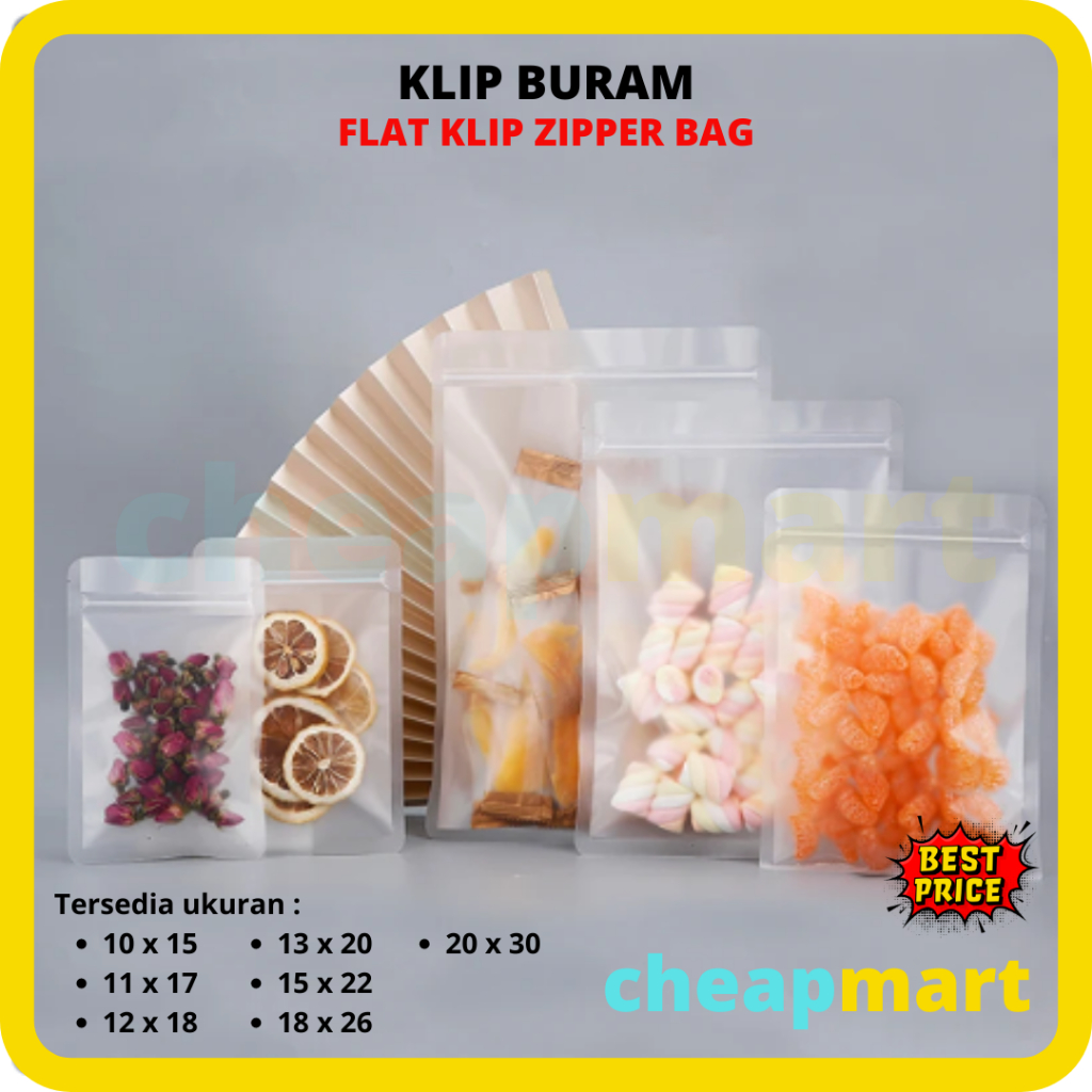 Jual [1-PCS] BARU!! Plastik Souvenir Bening BURAM FLAT KLIP Zipper Bag ...