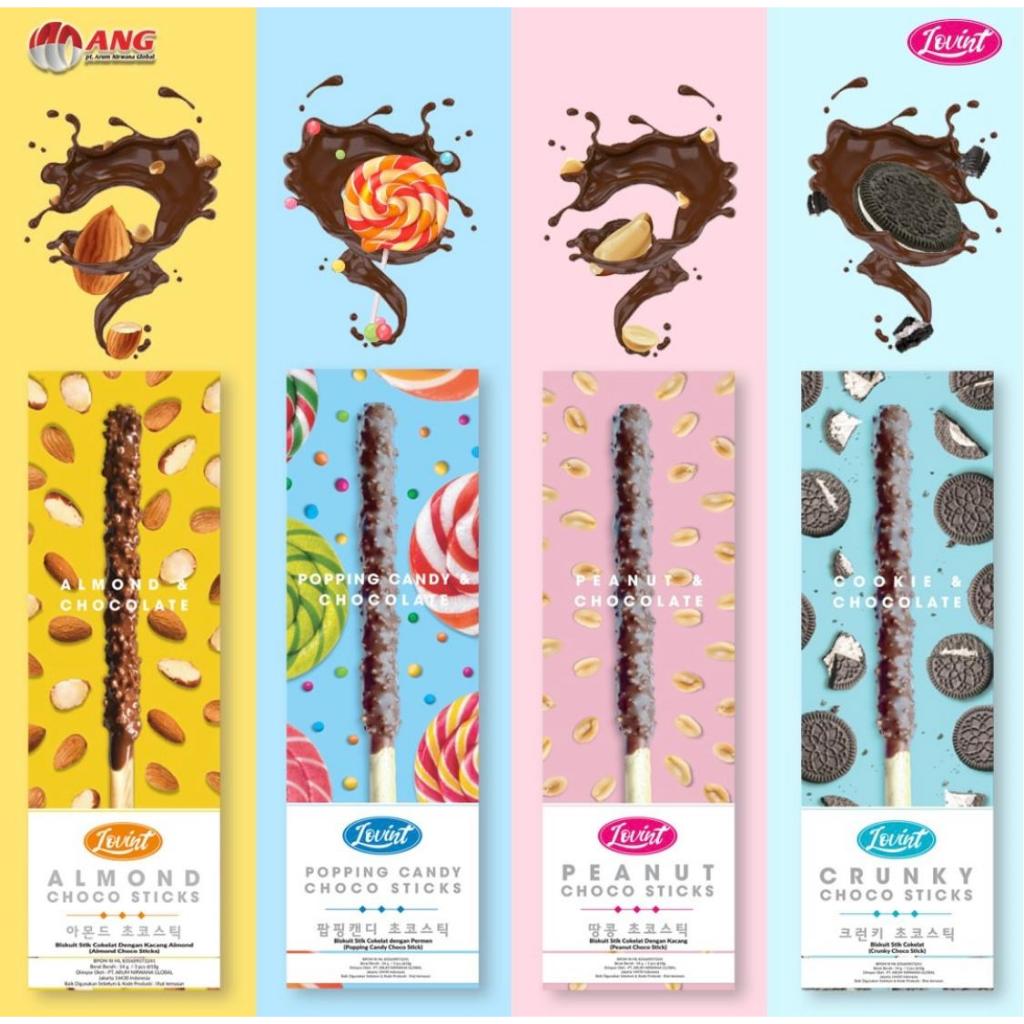 Jual Lovint Choco Sticks Dengan Varian Topping 54g Biskuit Stik Coklat ...