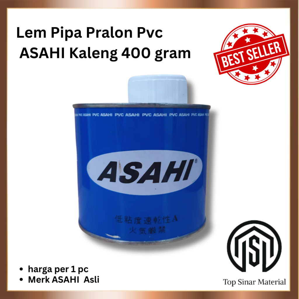 Jual Lem Pipa PVC Asahi Kaleng / Lem Pipa Paralon Asahi 400 Gram ...